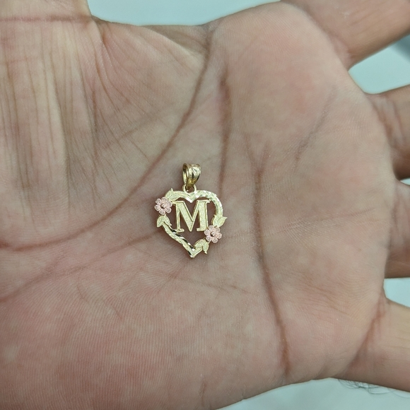Unbrand | Jewelry | Kt Real Gold Heart Letter M Pendant | Poshmark